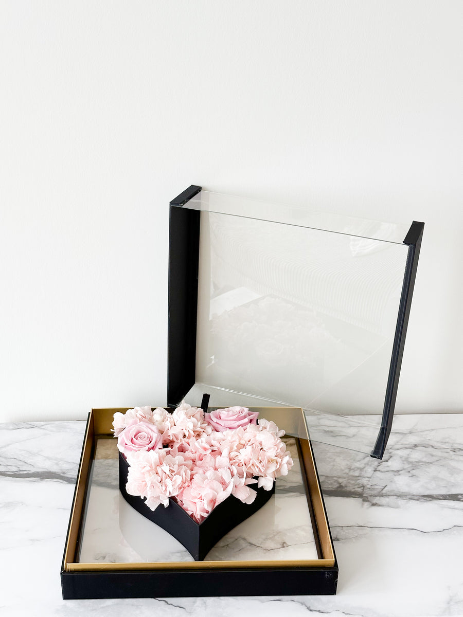 Luxury Acrylic Square Flower Box With Heart Cut-Out, Flower Boxes ...
