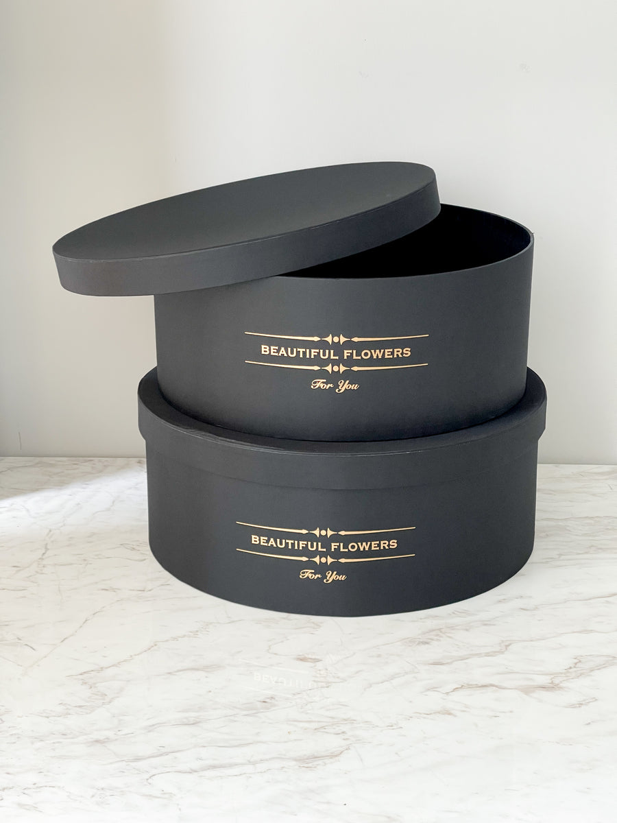 Large Black Round Flower Box, Luxury Flower Packaging and Boxes ...