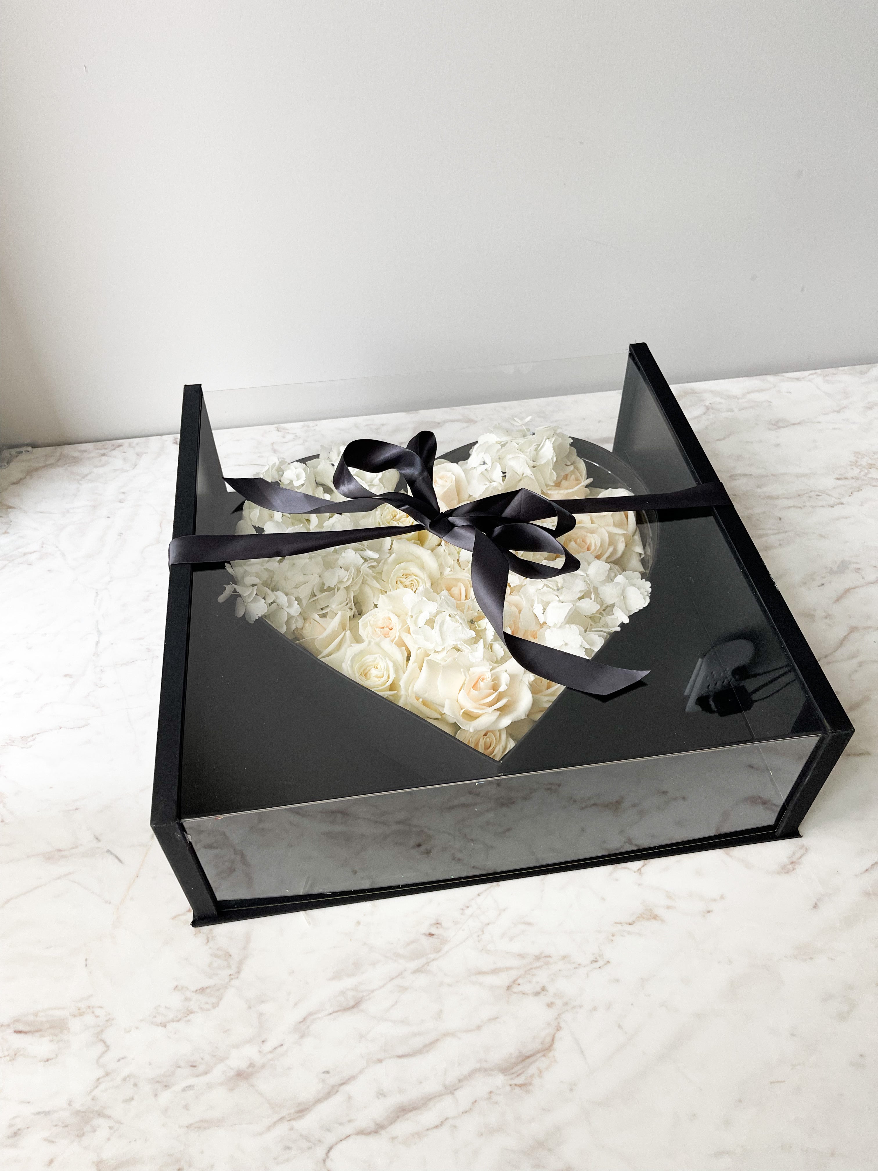 Luxury Acrylic Square Flower Box With Heart Cut-Out, Flower Boxes ...