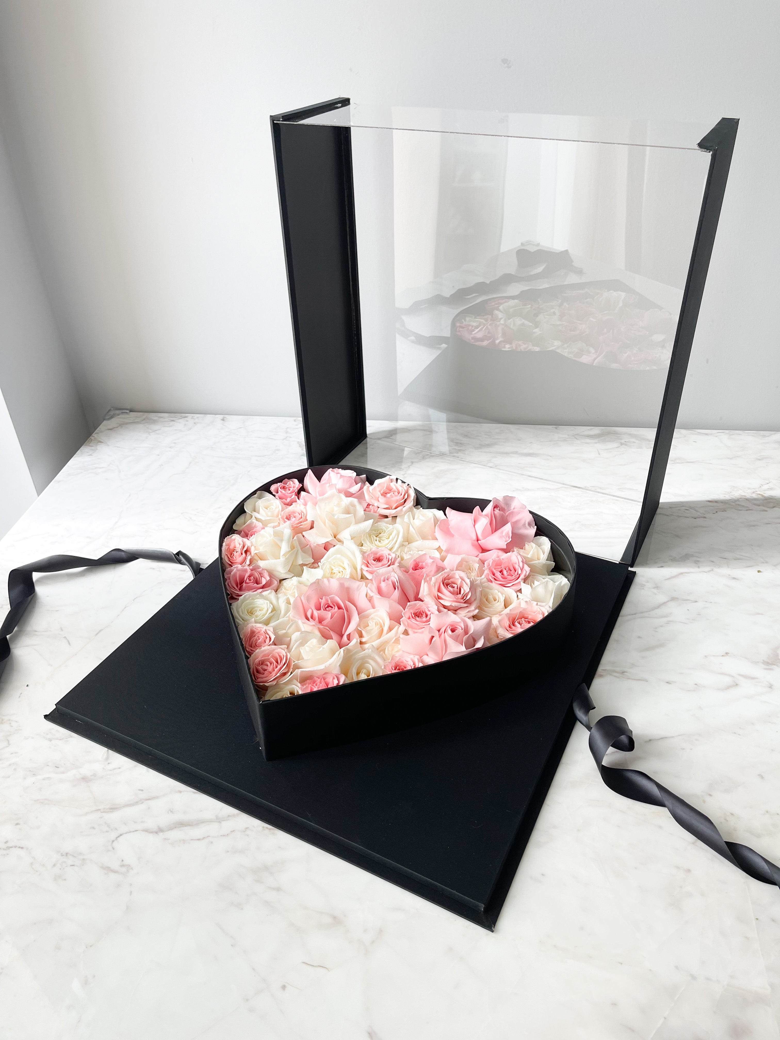 Luxury Acrylic Square Flower Box With Heart Cut-Out, Flower Boxes ...